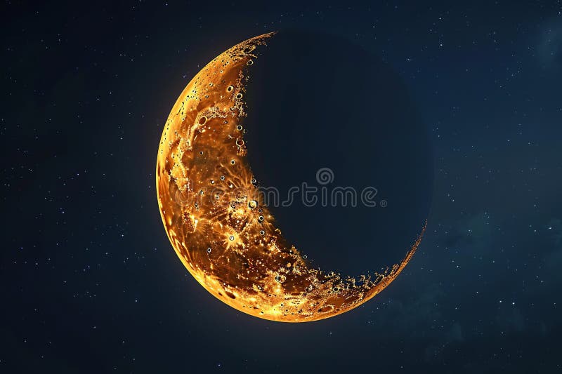 Crescent Moon in the Night Sky Stock Illustration - Illustration of ...