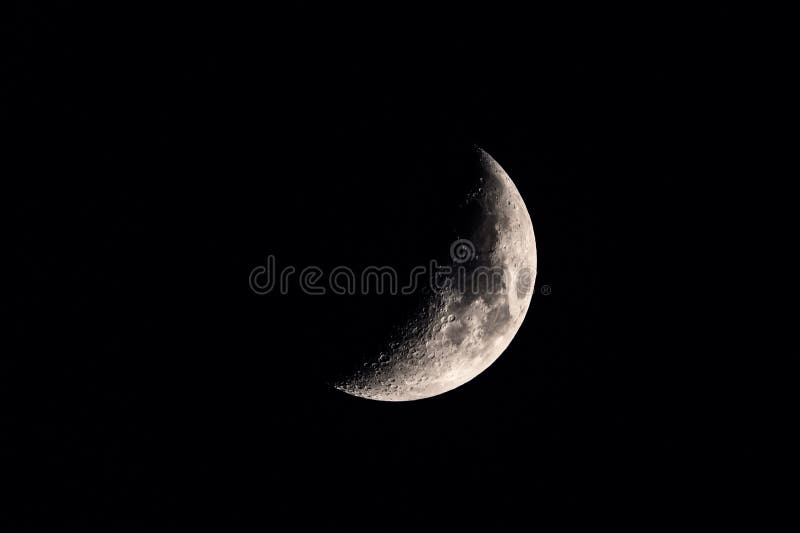 Crescent moon in night sky stock image. Image of grey - 181150705