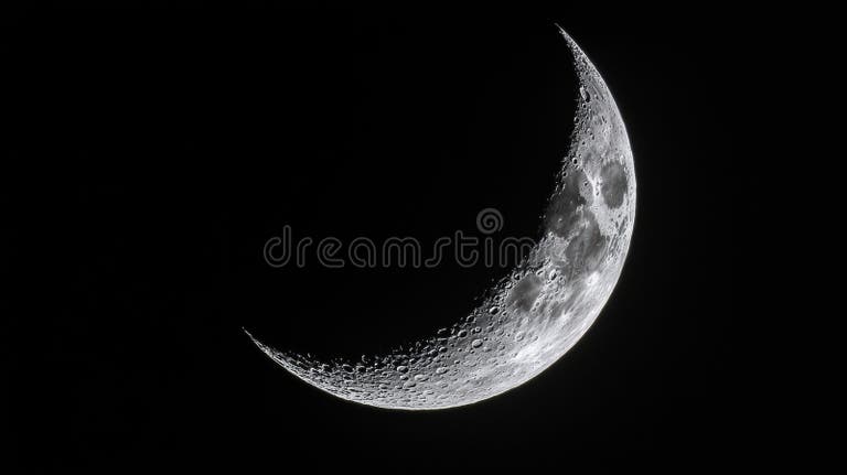 A Crescent Moon in the Night Sky. Stock Photo - Image of crescent ...