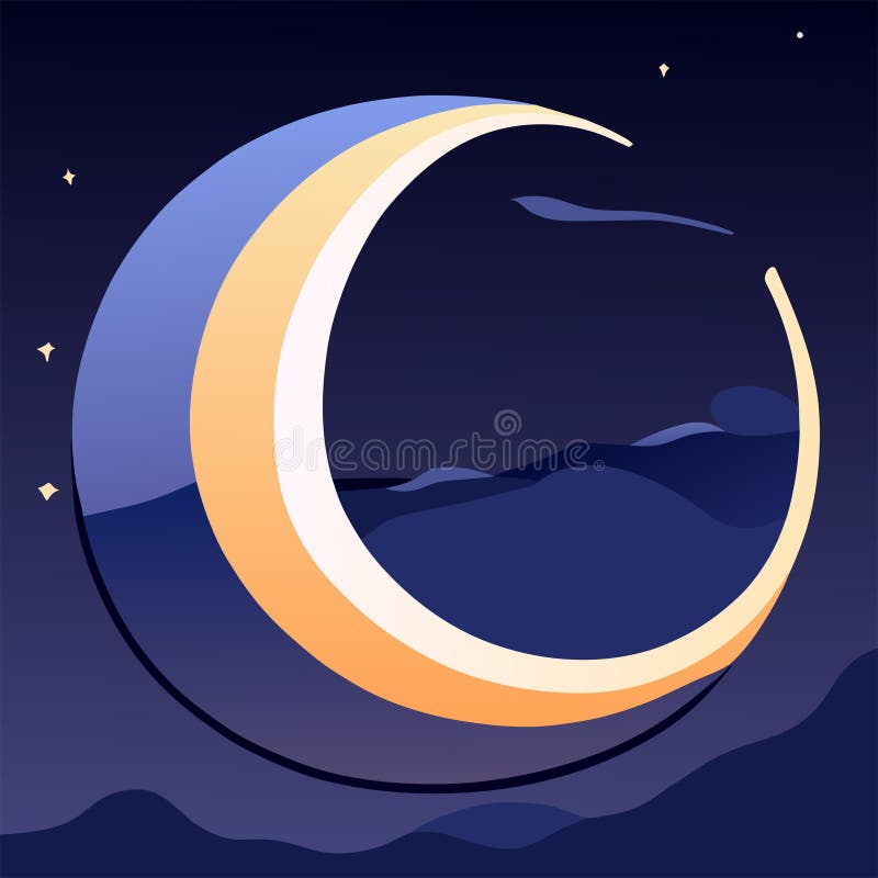 Crescent Moon in the Night Sky. Vector Illustration in Flat Style AI ...