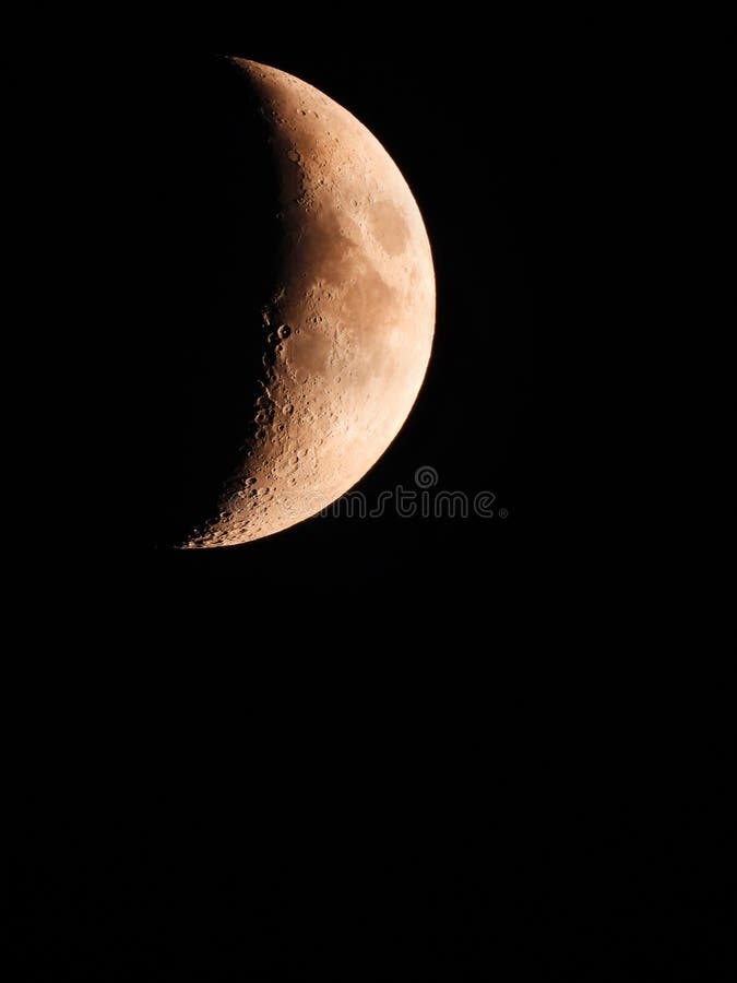Crescent Moon Detail in NYS FingerLakes Nightsky Stock Photo - Image of ...