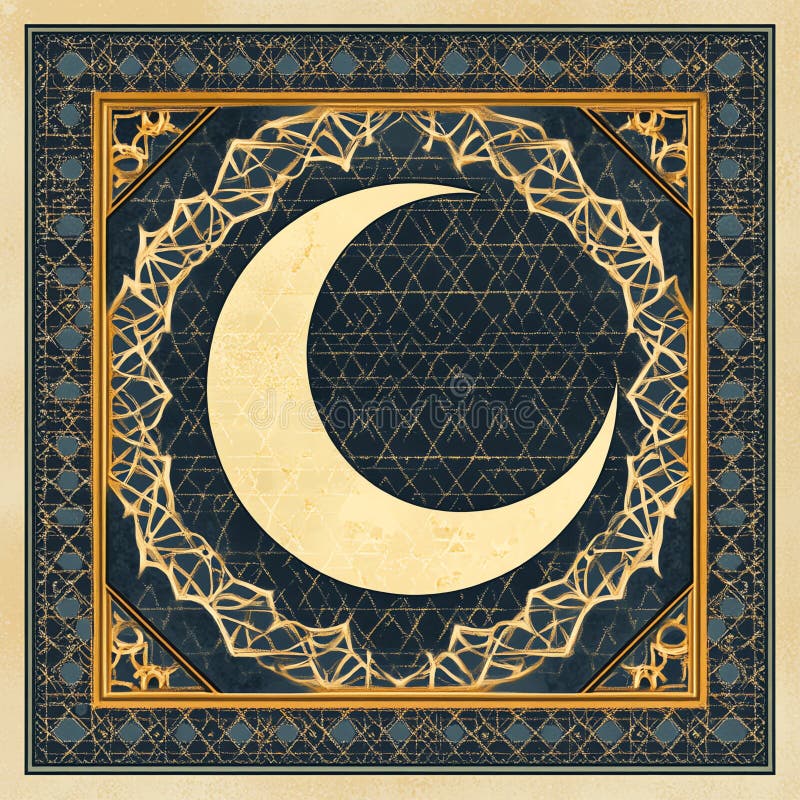 Crescent Moon in Ornate Frame Stock Image - Image of abstract, vintage ...