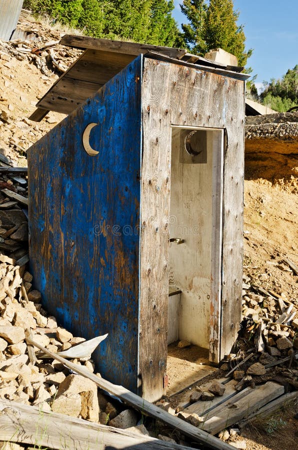 Outhouse with Crescent Moon in Door Stock Image - Image of closet ...