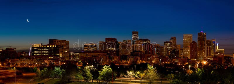 Crescent Moon Over City Denver Colorado Stock Photos - Free & Royalty ...