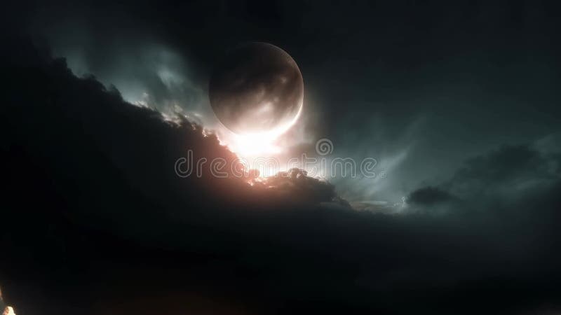 Crescent Moon Emerging from Dark Clouds Stock Footage - Video of black, night: 380949806