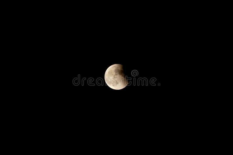 Crescent Moon Portrait during a Summer Hot Night Eclipse from it Stock ...