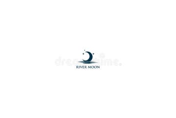Crescent Moon with River Lake Creek Logo Design Vector Stock Vector ...