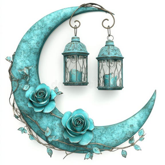 The Crescent Moon Sculpture is Adorned with Roses and Illuminated by ...