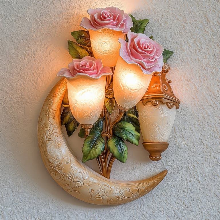 The Crescent Moon Sculpture is Adorned with Roses and Lanterns, and is ...