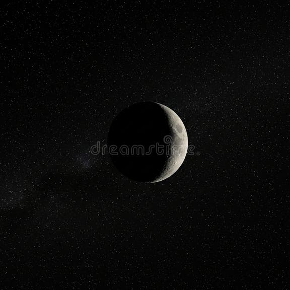 A Crescent Moon Set Against a Starry Night Sky. the Illuminated Portion ...