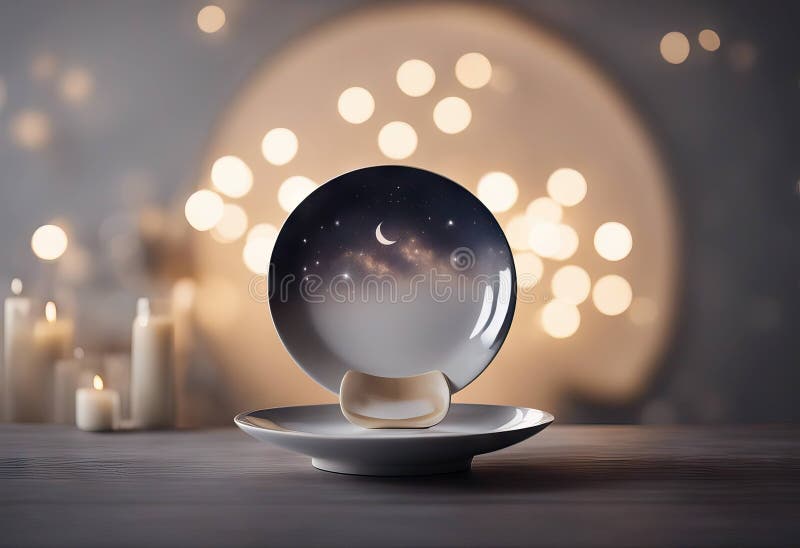 Crescent Moon Shape Empty Plate with Copy Space, Islamic Concept ...