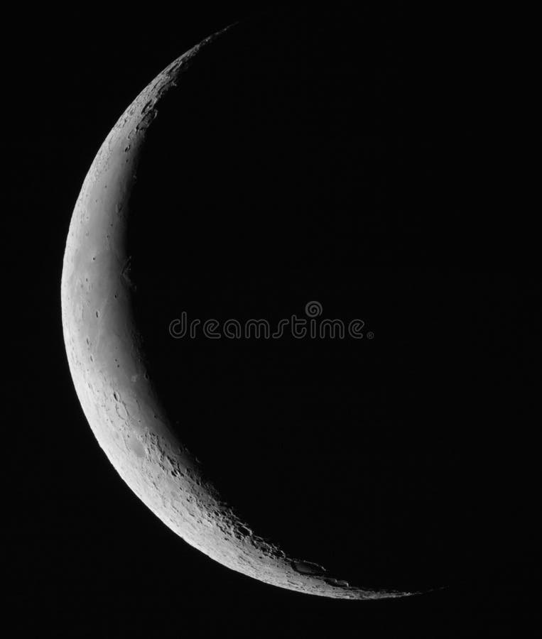 Crescent moon at night stock photo. Image of midnight - 279707710