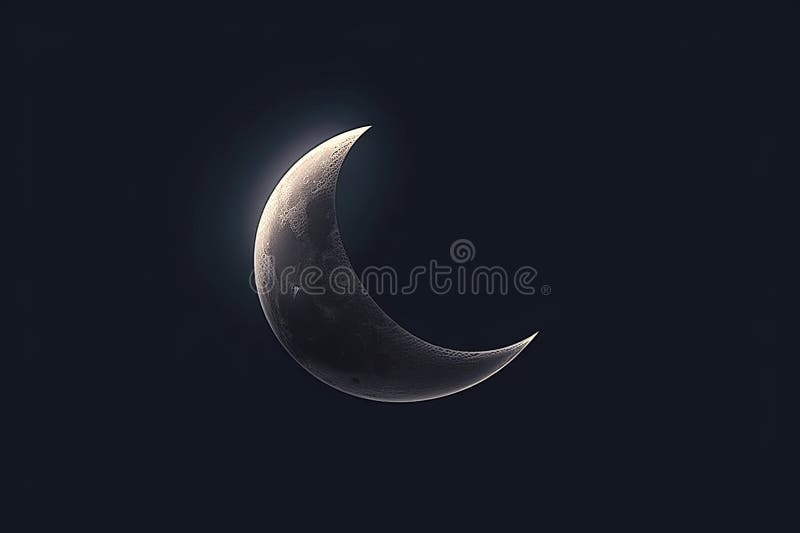 A Crescent Moon is Shown in the Dark Sky Stock Illustration ...
