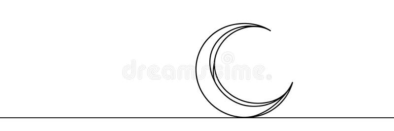 Crescent Moon Single One Continuous Line Illustration Design Stock ...