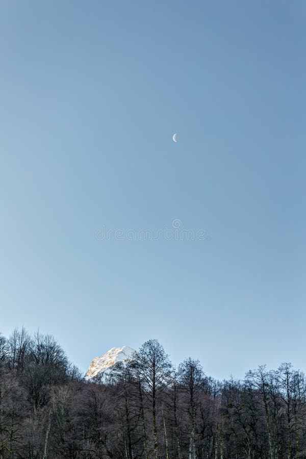 Crescent moon in the sky stock image. Image of mountain - 102221901