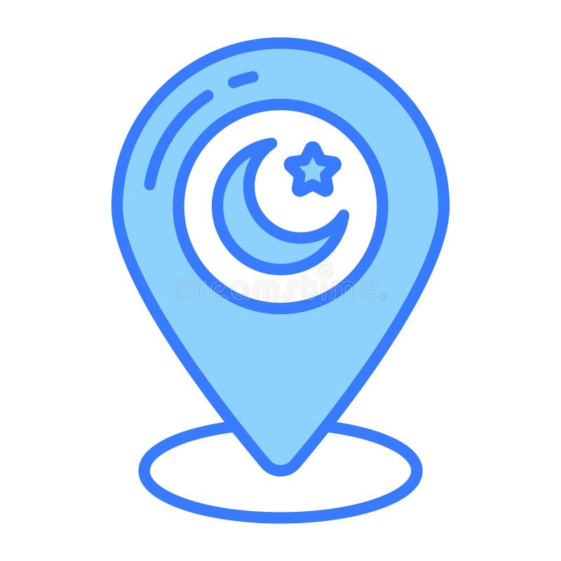 Crescent Moon and Star with Location Pin, Vector Design of Map Pin ...