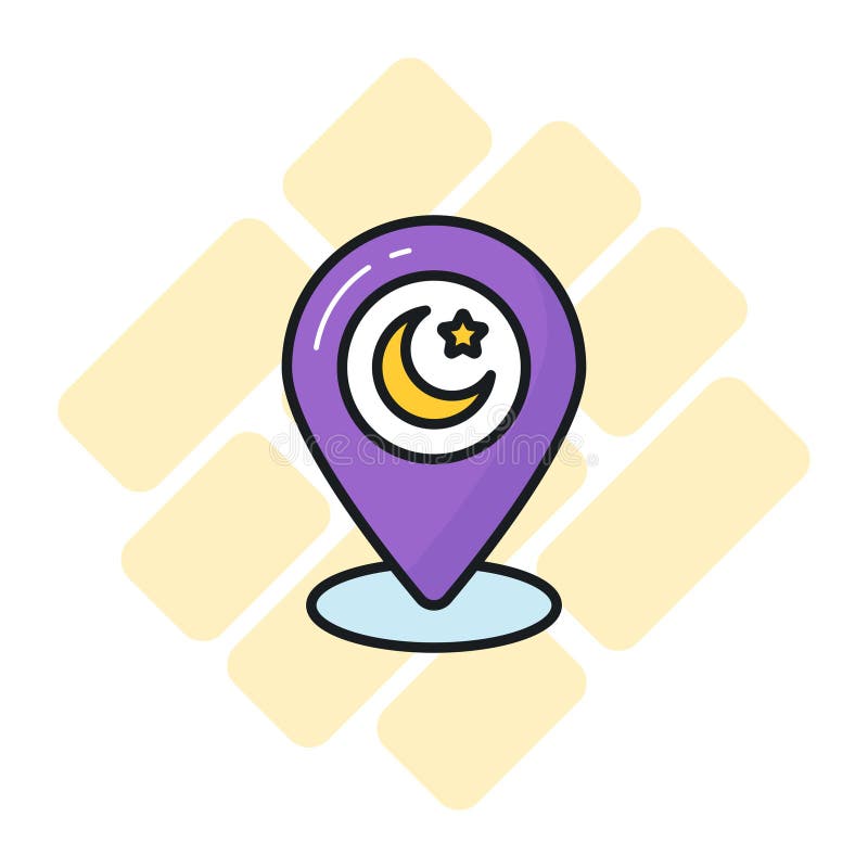 Crescent Moon and Star with Location Pin, Vector Design of Map Pin ...