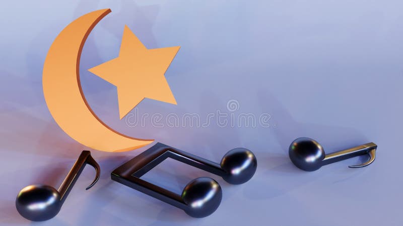 A Crescent Moon and a Star with Musical Notes Stock Illustration ...