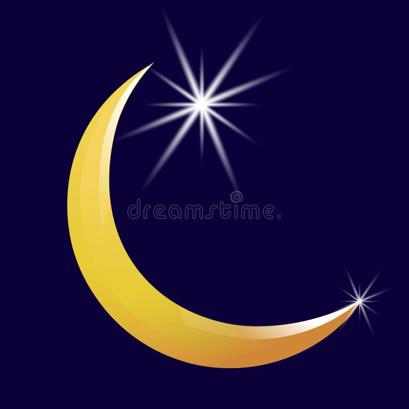Crescent Moon and Star Vector Icon. Illustration Stock Vector ...