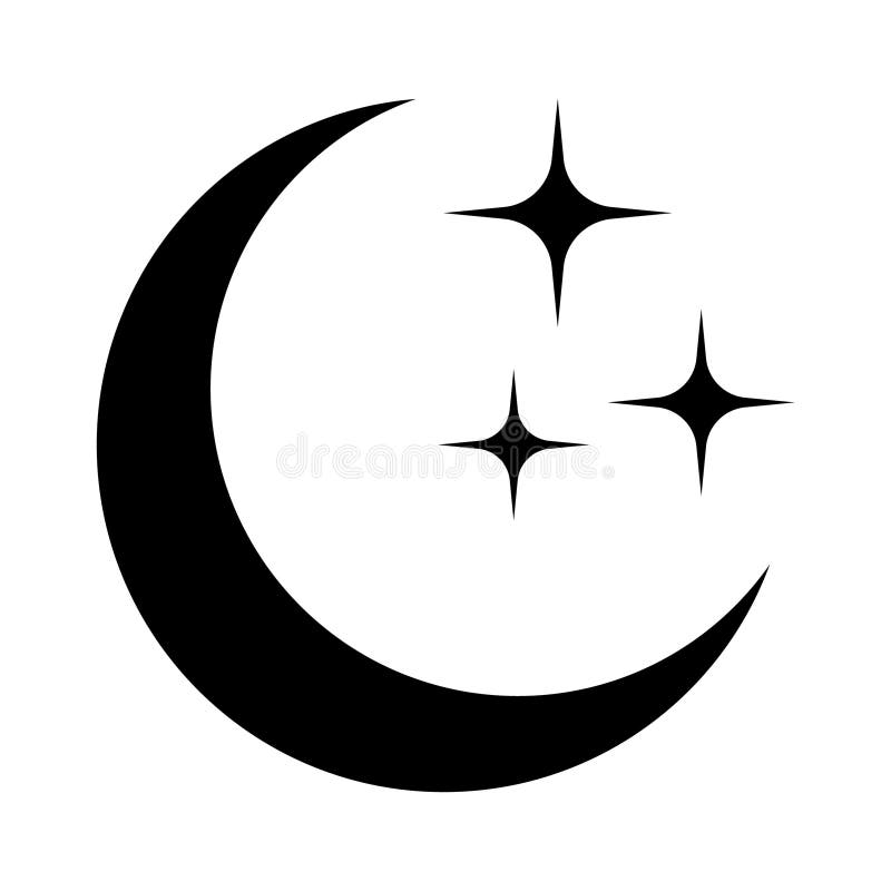 Crescent Moon with Stars Icon. Night Icon. Crescent Moon Icon. Stock ...