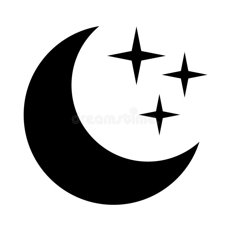 Crescent Moon with Stars Icon. Night Icon. Crescent Moon Icon. Stock ...