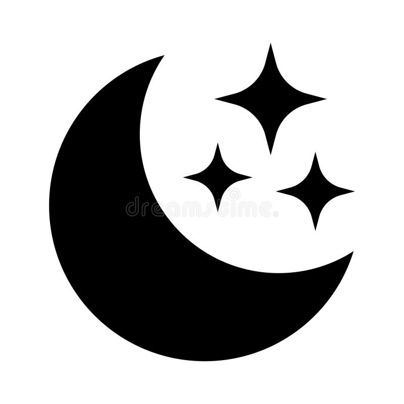 Crescent Moon with Stars Icon. Night Icon. Crescent Moon Icon Stock ...