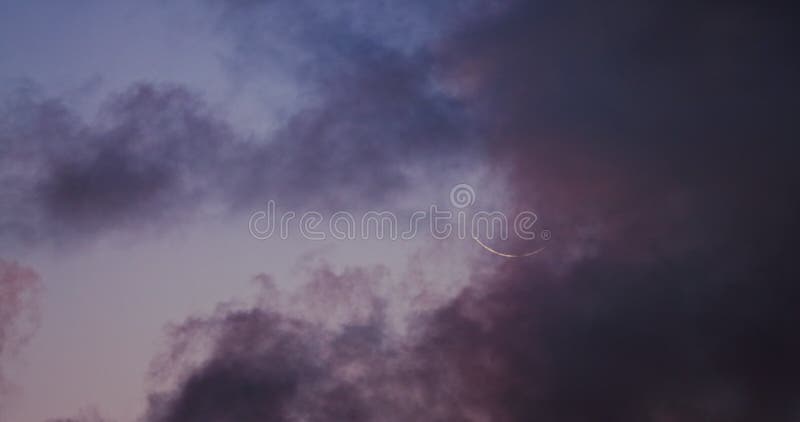 Crescent Moon and Stars in Night Sky with Scenic Color Clouds Stock ...