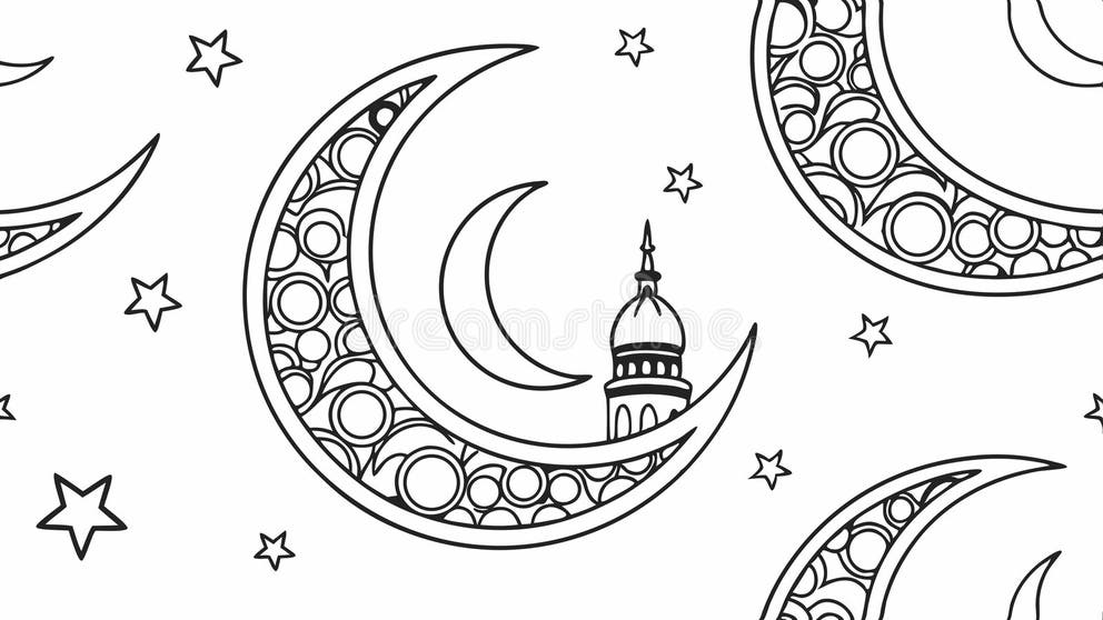 Crescent Moon Stars Pattern, Celestial Design, Night Sky Motif, Lunar ...