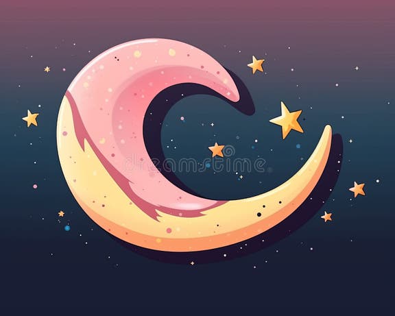 Crescent Moon with Stars Vector Illustration IlustraÃ§Ã£o Stock Illustration - Illustration of ...