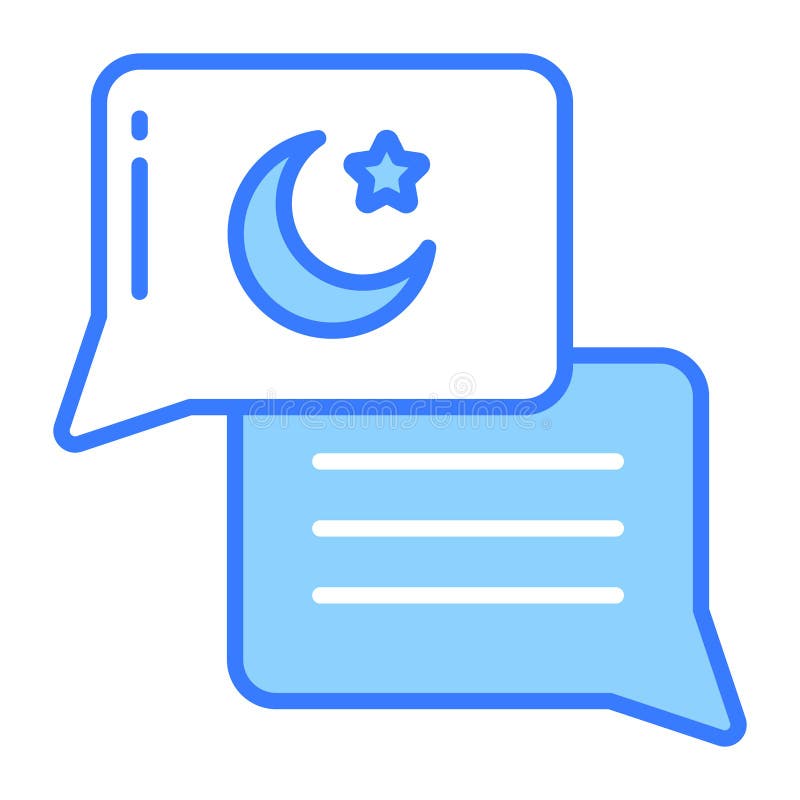 Crescent Moon and Start on Chat Bubble Showing Islamic Conversation ...