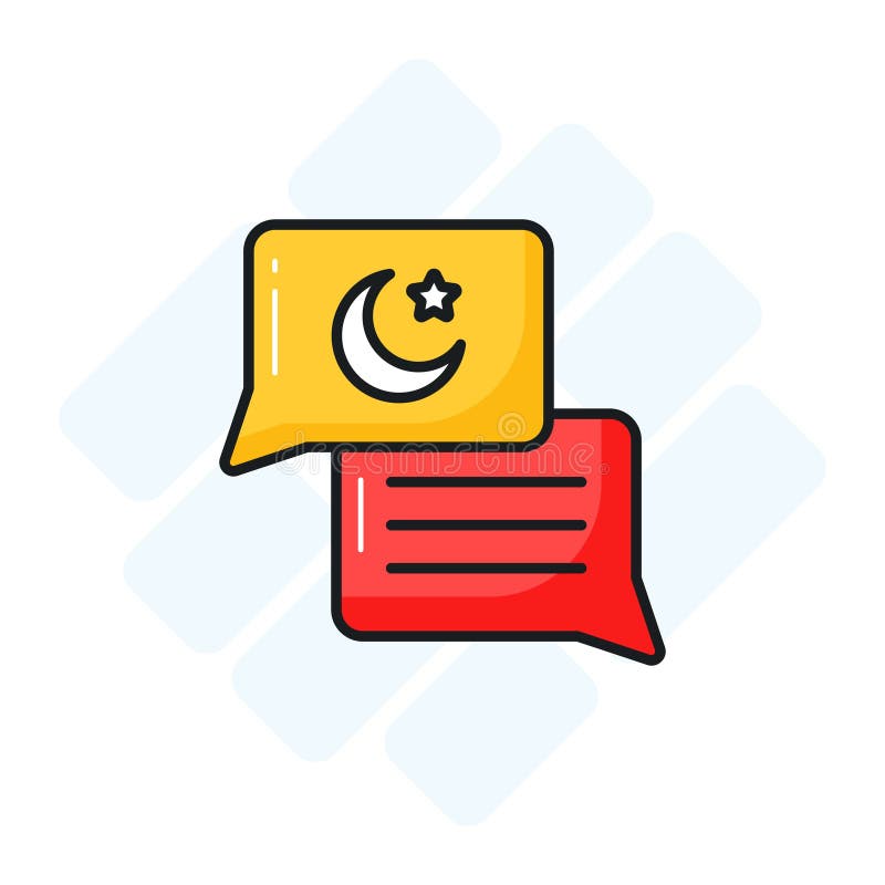 Crescent Moon and Start on Chat Bubble Showing Islamic Conversation ...
