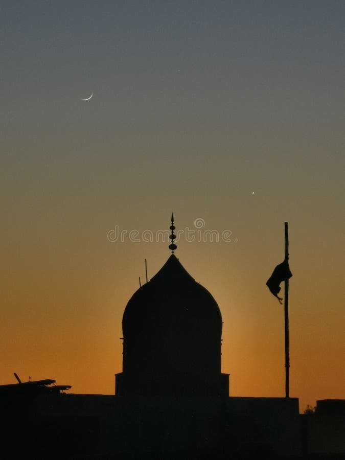 The Crescent Moon and the Sunset Stock Image - Image of cloud, sunlight ...