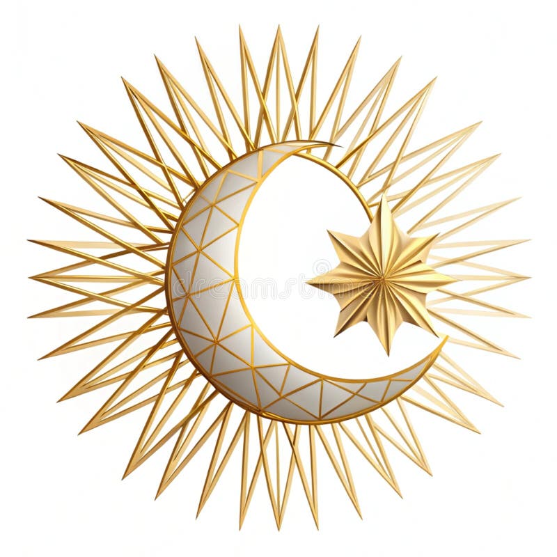 Geometric Moon with Rays stock illustration. Illustration of harmony ...