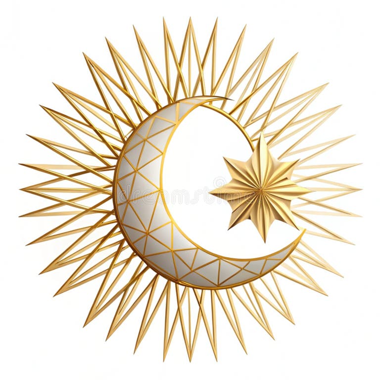 Geometric Moon with Rays stock illustration. Illustration of harmony ...