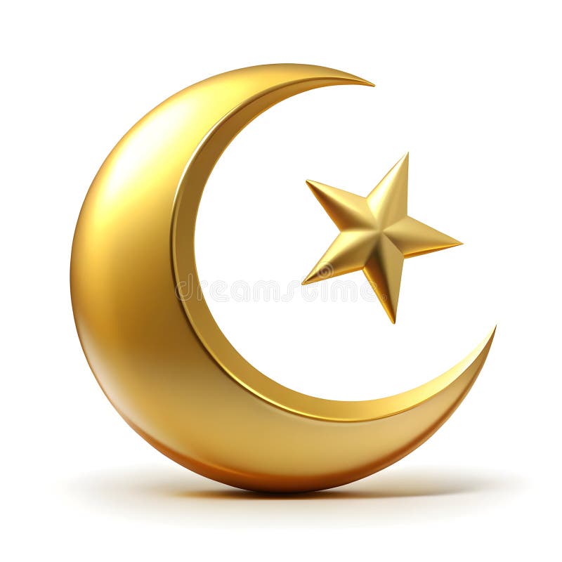 Crescent Moon Symbol Isolated on White Background Stock Illustration ...