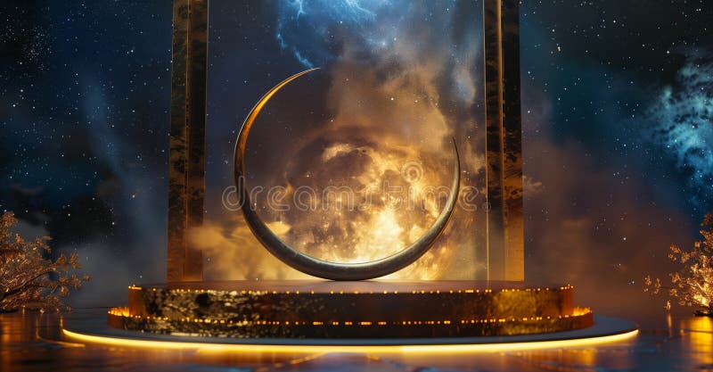 A Crescent Moon Throne, Bathed in Celestial Light, Invites Ascension ...
