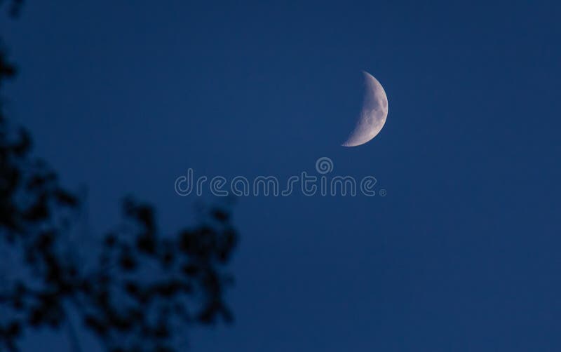Crescent Moon with Dark Blue Sky Stock Photo - Image of beauty, moon ...