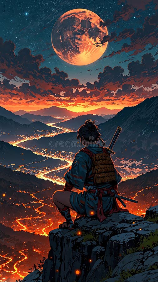 He Crescent Moon Warrior stock image. Image of night - 354362009