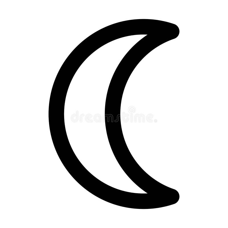 Crescent Shape Symbol Vector Icon Outline Stroke for Creative Graphic ...