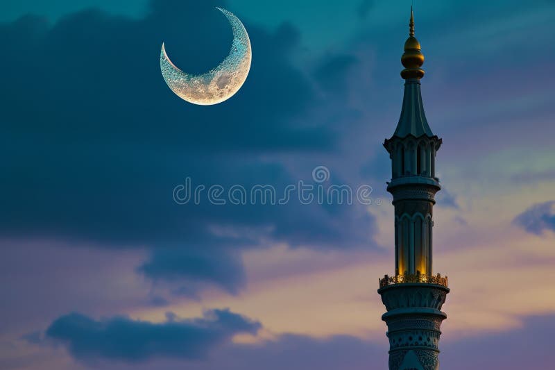 A Crescent Shape is Visible in the Sky Above a Building, Creating a ...