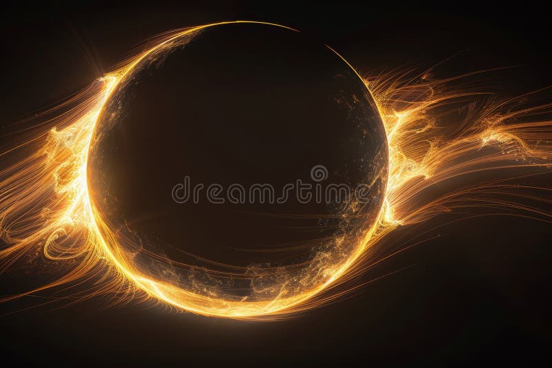Crescent of Solar Eclipse Radiating Sunstreaks. Generative AI. Stock ...