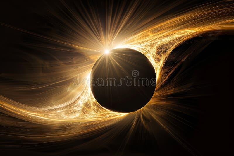 Crescent of Solar Eclipse Radiating Sunstreaks. Generative AI. Stock ...