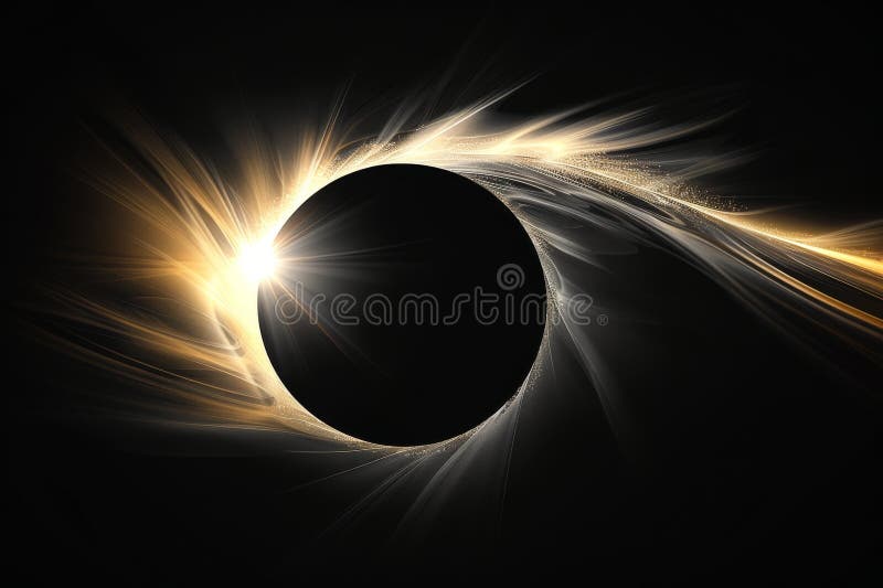 Crescent of Solar Eclipse Radiating Sunstreaks. Generative AI. Stock ...