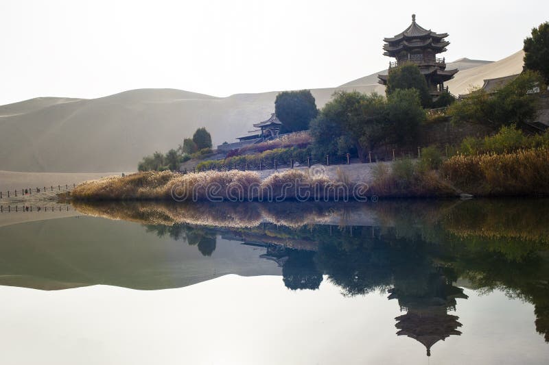 Crescent Spring and Mingyue Pavilion Stock Photo - Image of asia ...