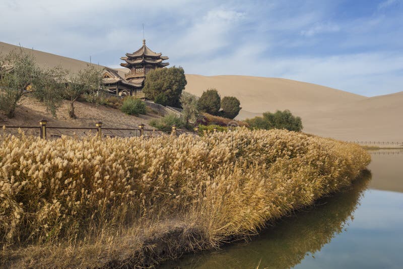 Crescent Moon Spring and the Pavilion Stock Photo - Image of history ...