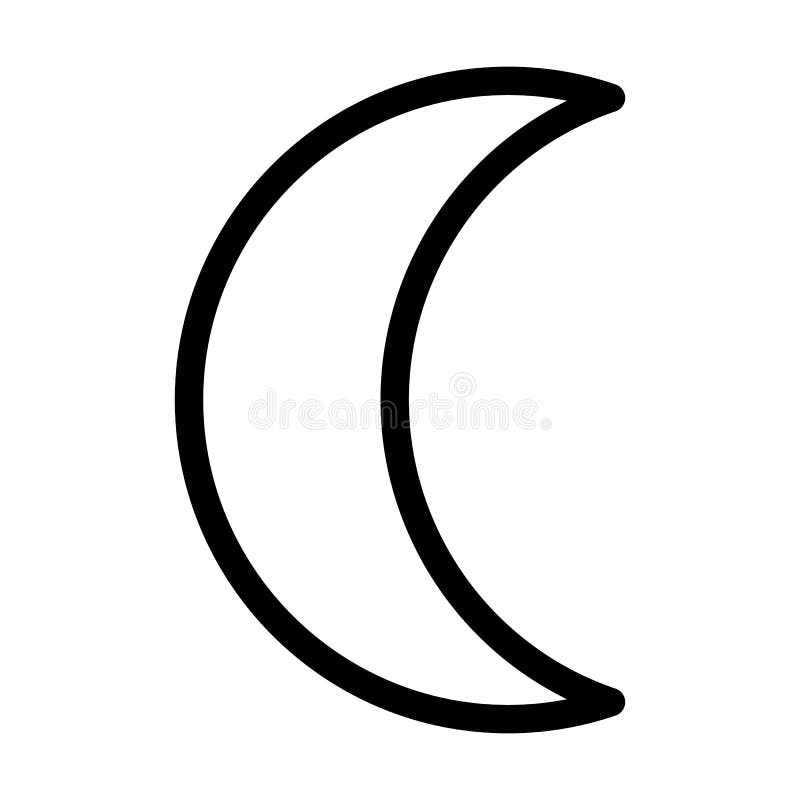 Crescent Symbol Shape Vector Icon Outline Stroke for Creative Graphic ...