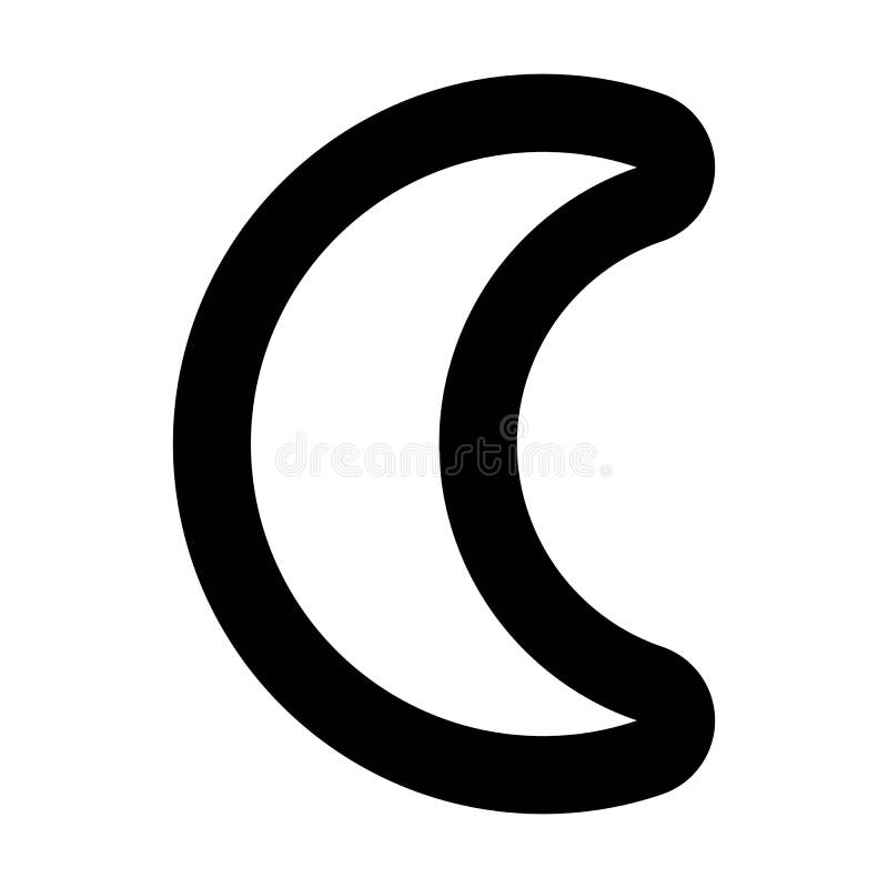 Crescent Symbol Shape Vector Icon Outline Stroke for Creative Graphic ...