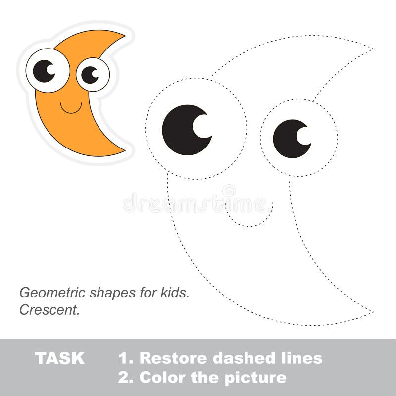 Crescent To Be Traced. Vector Trace Game. Stock Illustration ...