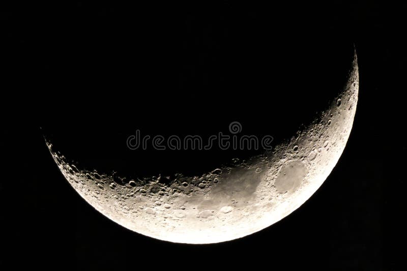 Cresent Moon Telephoto stock photo. Image of text, astronomy - 334399480