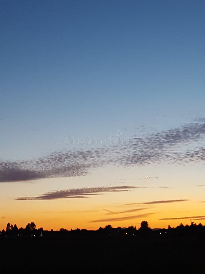 Cresent Sunset stock photo. Image of moon, skyscapes - 157694832